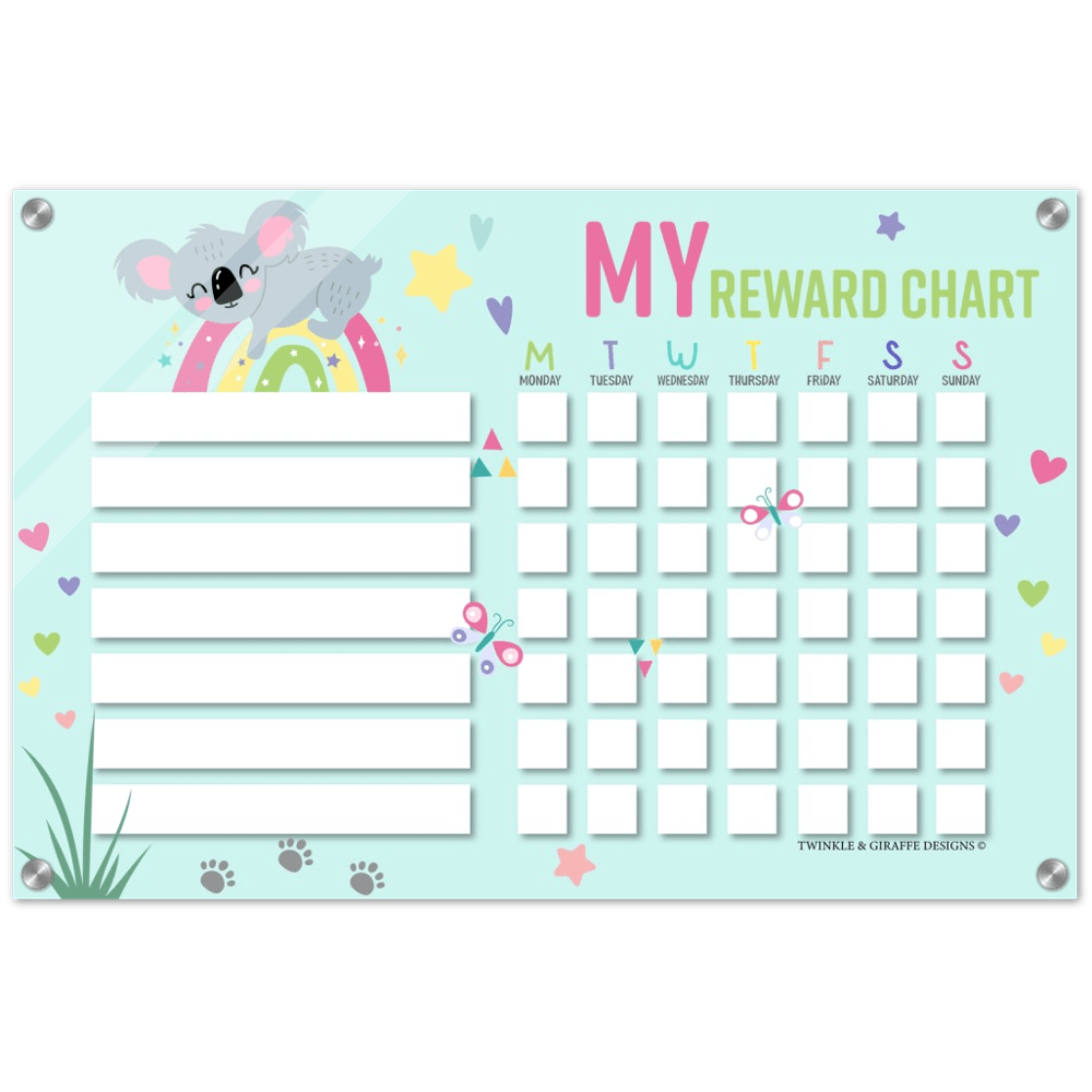 Sweet Koala Acrylic Reward Chart, Personalized Chore Chart, Acrylic...