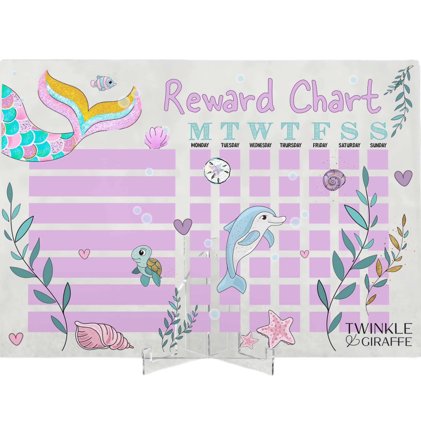 Mermaid Acrylic Reward Chart, Personalized Chore Chart, Acrylic Cho...