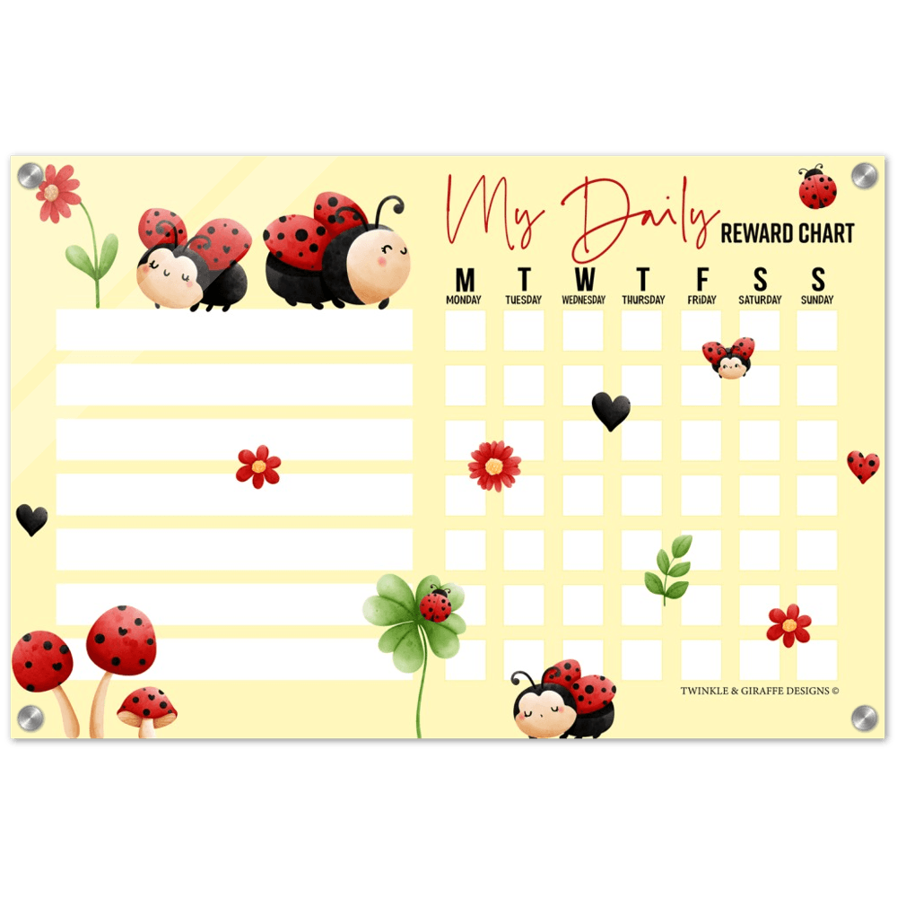 Ladybug Acrylic Reward Chart, Personalized Chore Chart, Acrylic Cho...